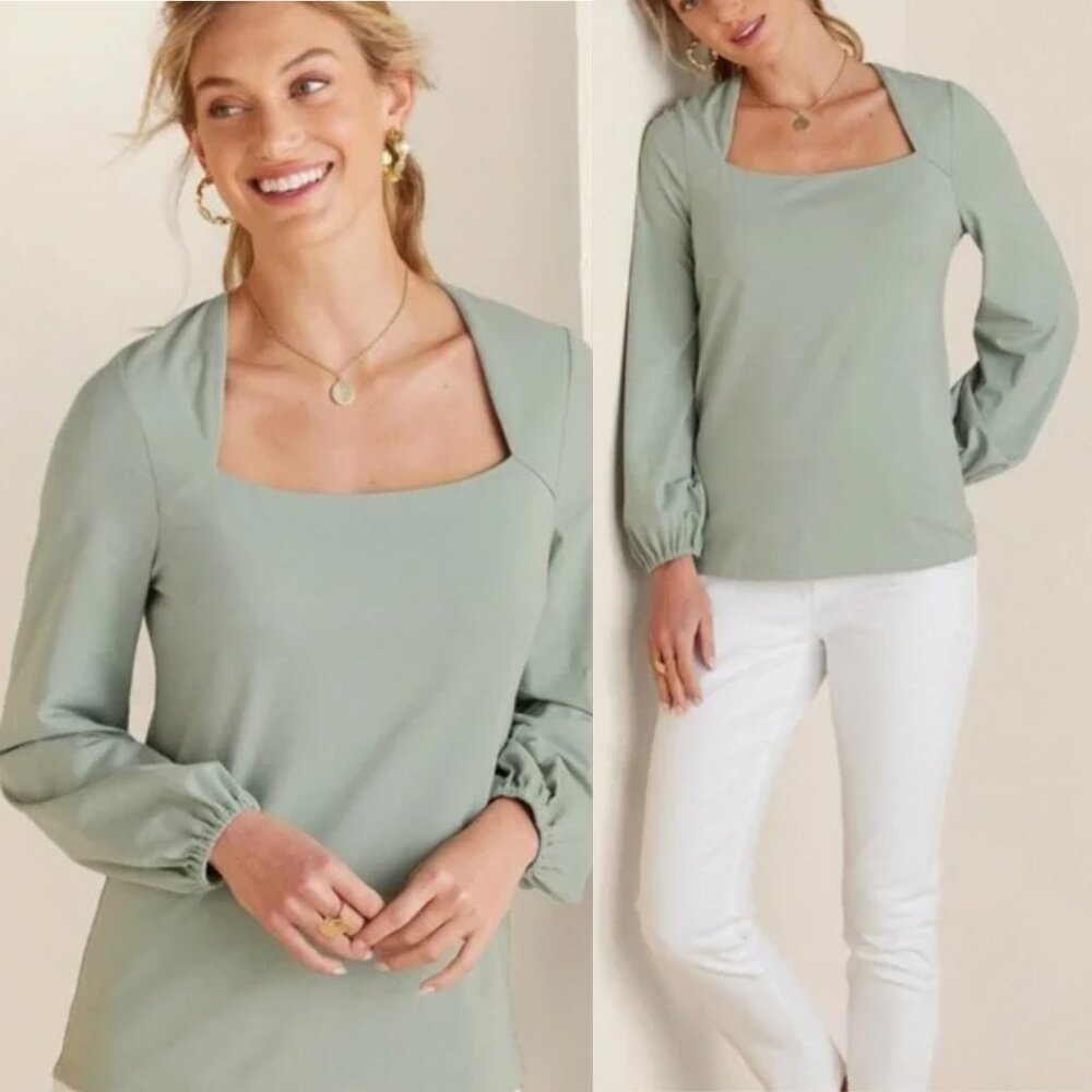 Soft Surroundings Maureen Sage Sprout Green Blouson S… - Gem